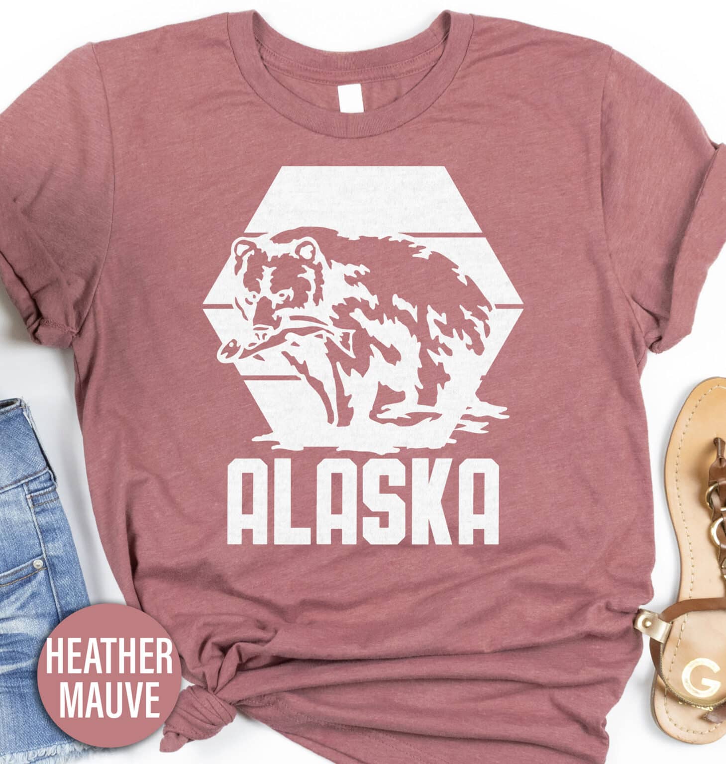 Alaska Bear & Fish Tee - Nature-Inspired Apparel