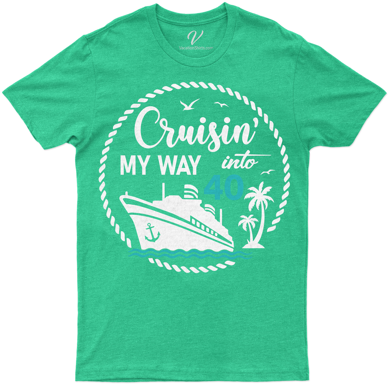 Nautical 40th Birthday Tee - Cruisin' Into 40 Celebration Shirt