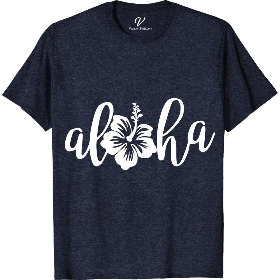 Hawaii Aloha Calligraphy Hibiscus Tee | Tropical Island Wear