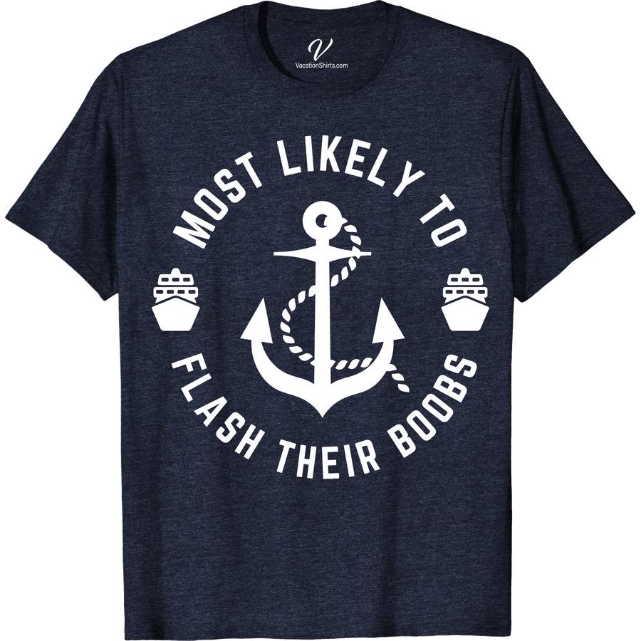 Nautical Boob Flash Tee: Sassy Vacation Fun Shirt