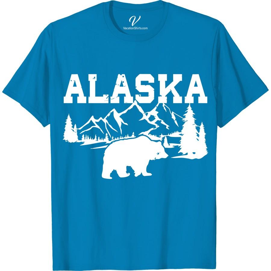 Alaska Adventure Tee: Bear, Mountains & Trees Design