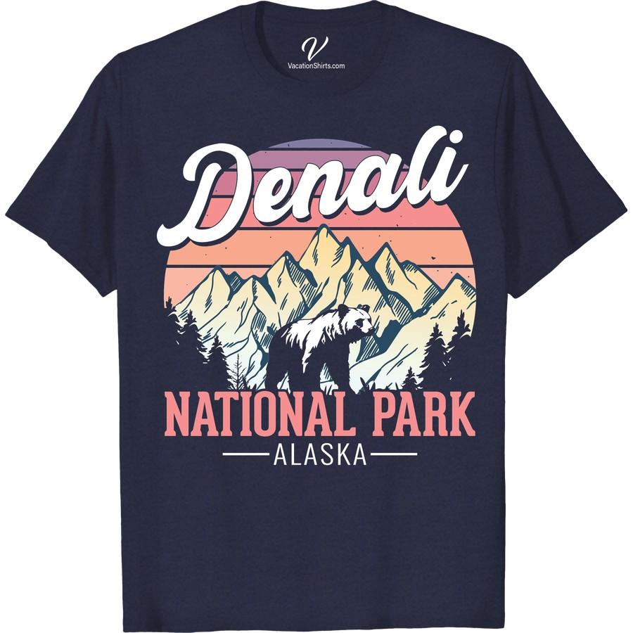 Denali Bear & Sunset T-Shirt - Unleash Your Alaska Adventure